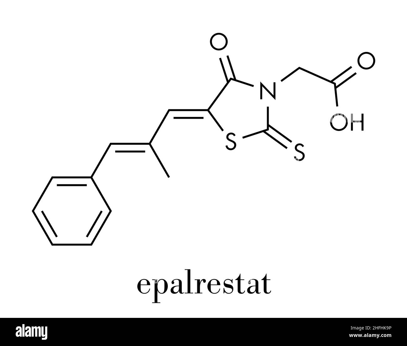 Epalrestat diabetic neuropathy drug molecule (aldose reductase ...
