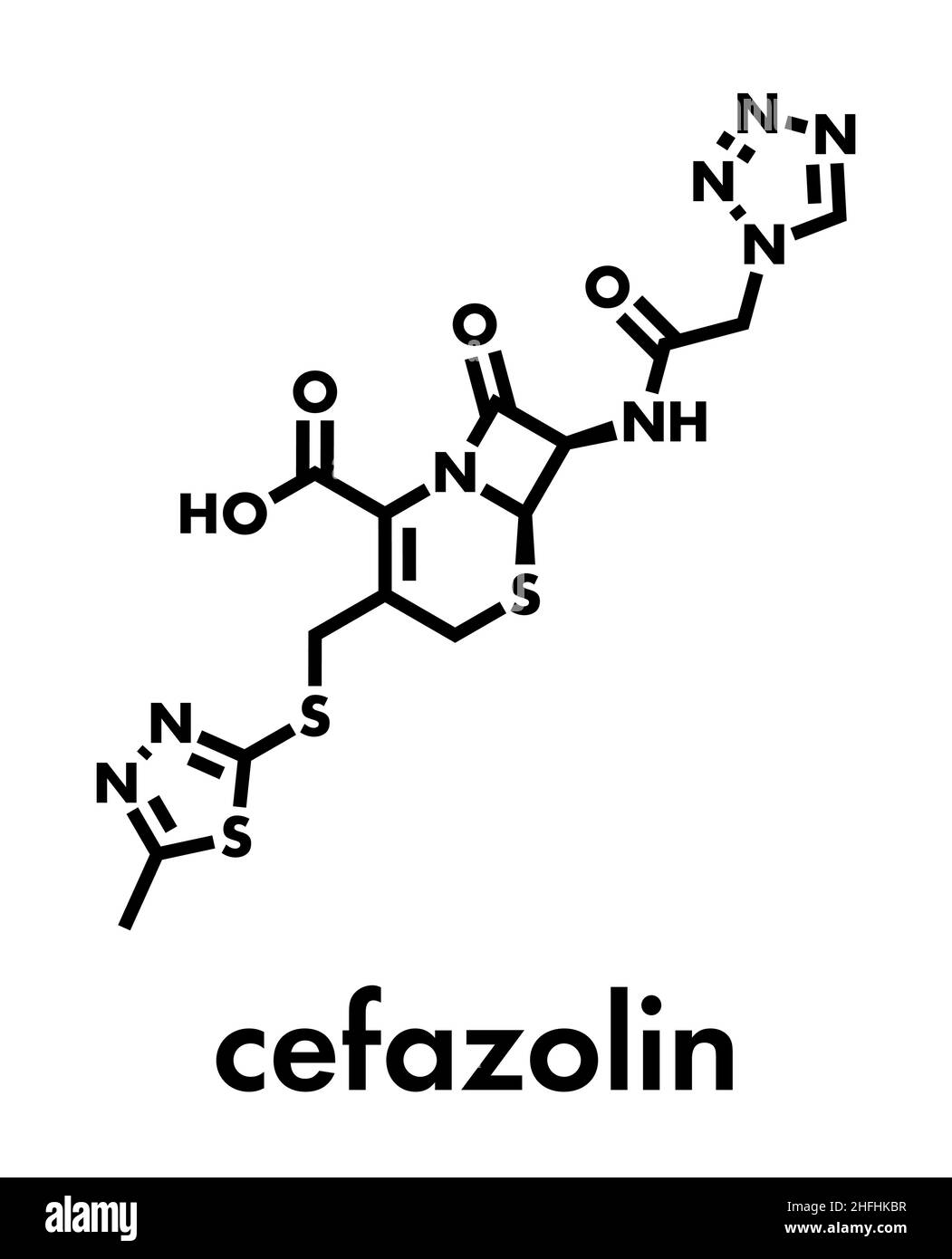 Cefazolin antibiotic drug molecule (cephalosporin, first generation ...