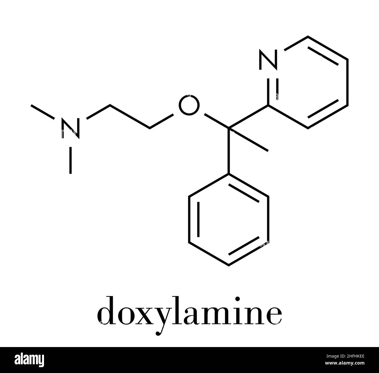 Doxylamine antihistamine drug molecule. Also used as over-the-counter ...