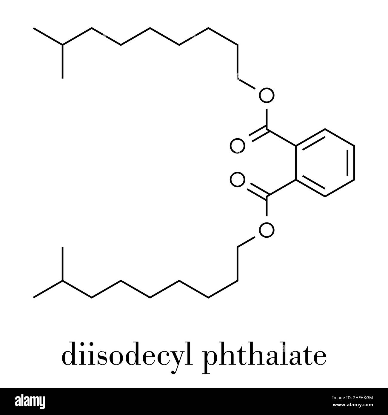 Diisodecyl phthalate (DIDP) plasticizer molecule. Skeletal formula ...