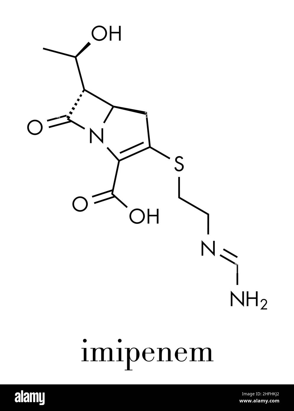 Imipenem antibiotic drug molecule. Belongs to carbapenem class ...