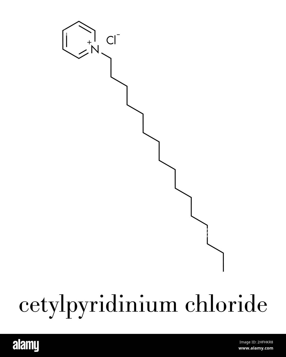 Cetylpyridinium chloride antiseptic molecule. Skeletal formula Stock ...