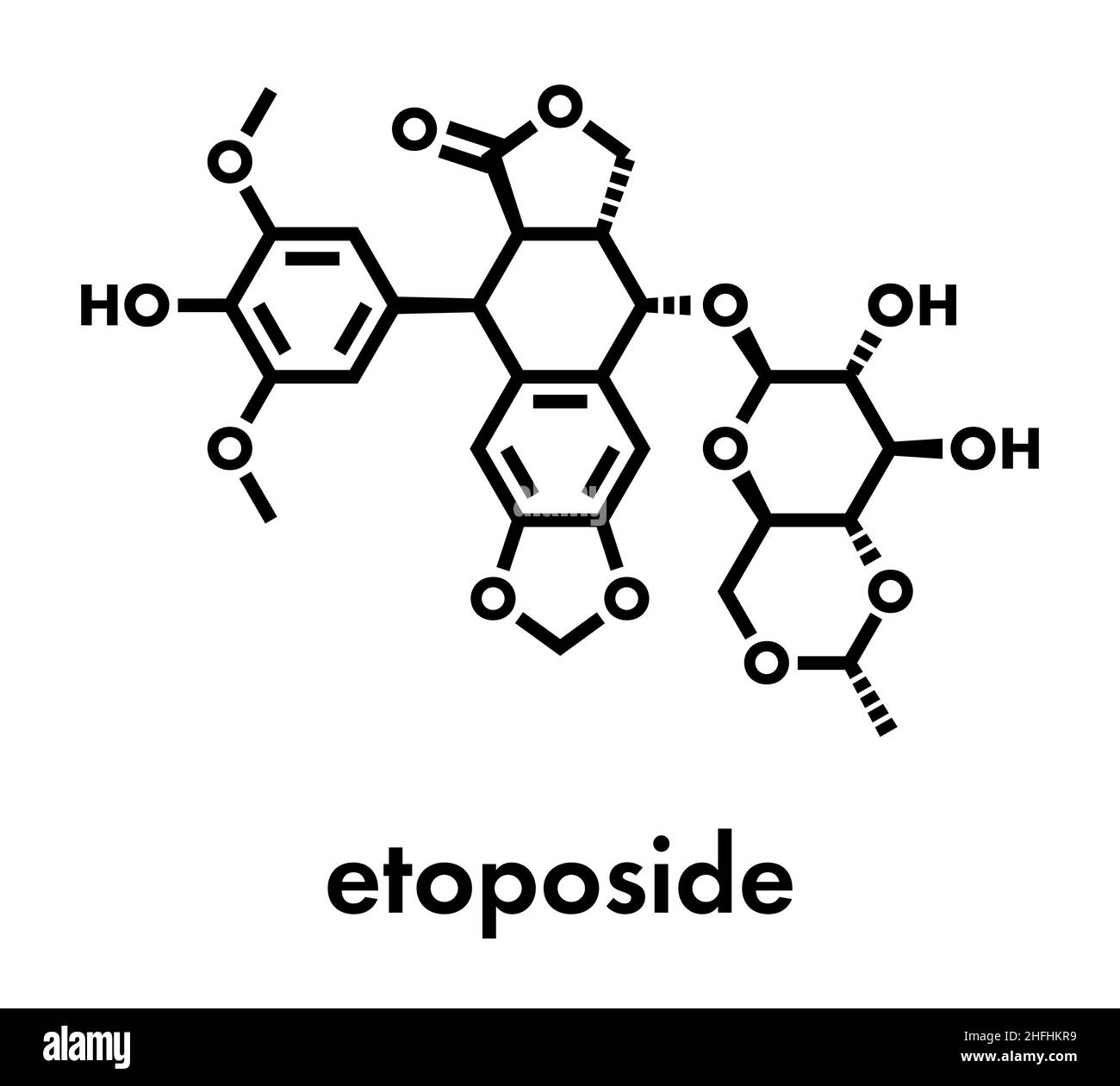 Etoposide cancer chemotherapy drug molecule. Skeletal formula Stock ...