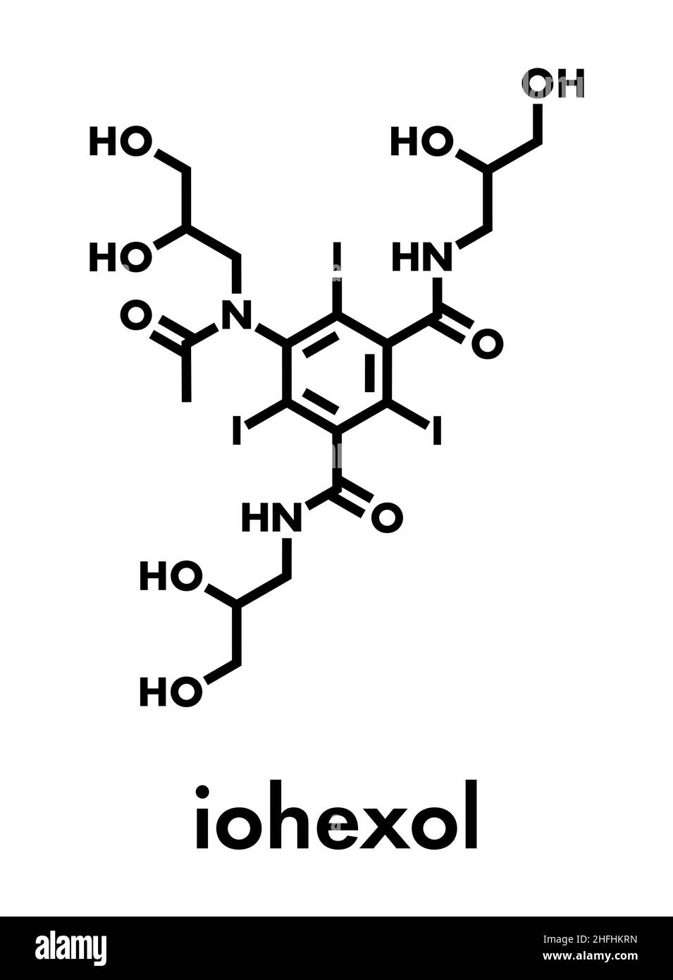 Iohexol contrast agent molecule. Used in coronary angiography ...
