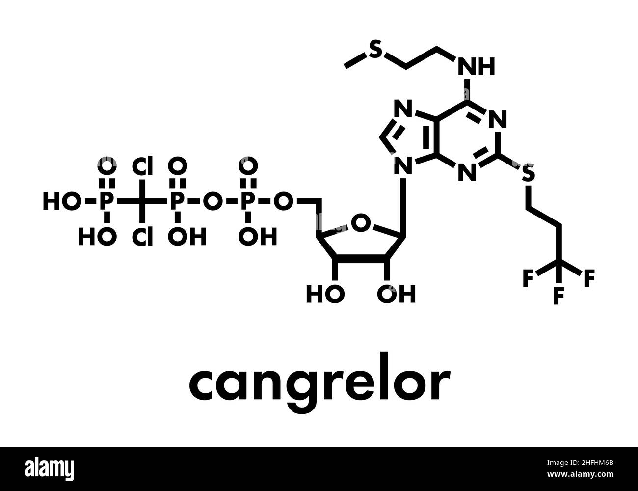 Cangrelor antiplatelet drug molecule. Skeletal formula Stock Vector ...