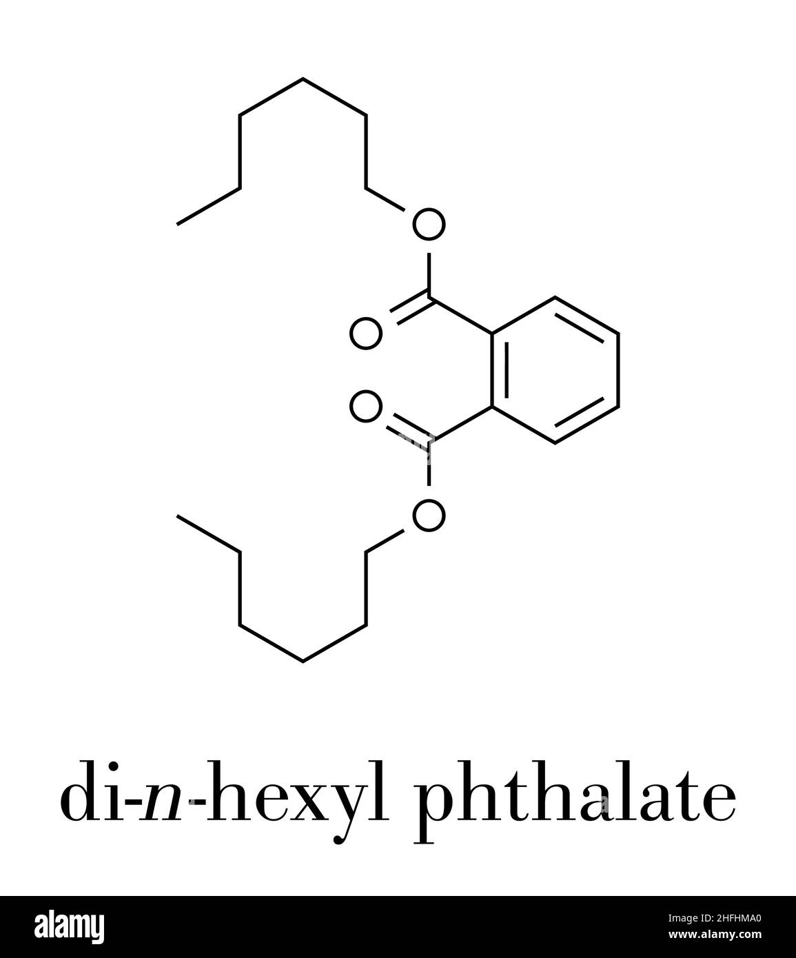 Di-n-hexyl phthalate (DNHP) plasticizer molecule. Skeletal formula ...
