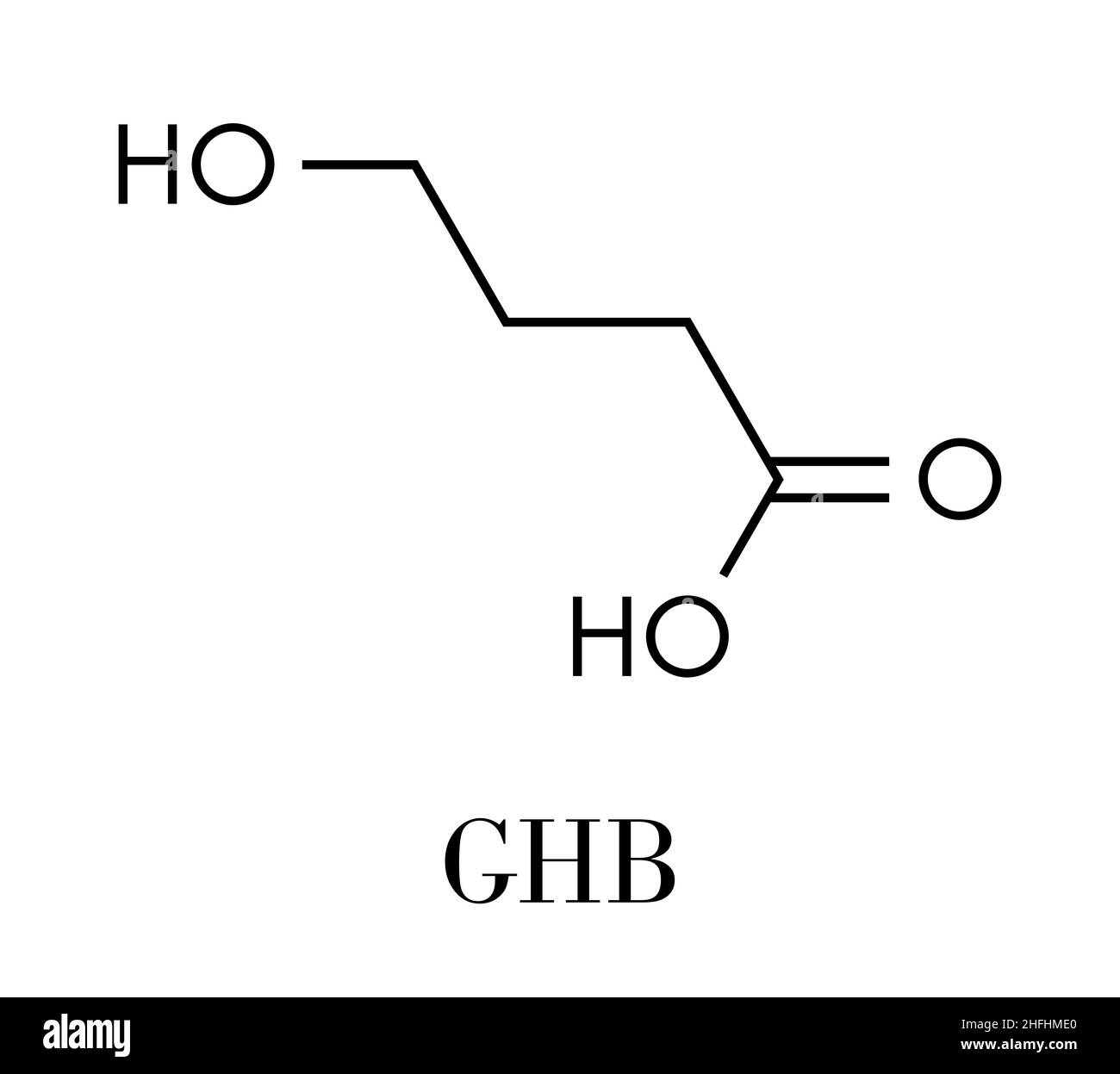 Gamma-hydroxybutyric acid (GHB, oxybate, liquid ecstasy) molecule ...