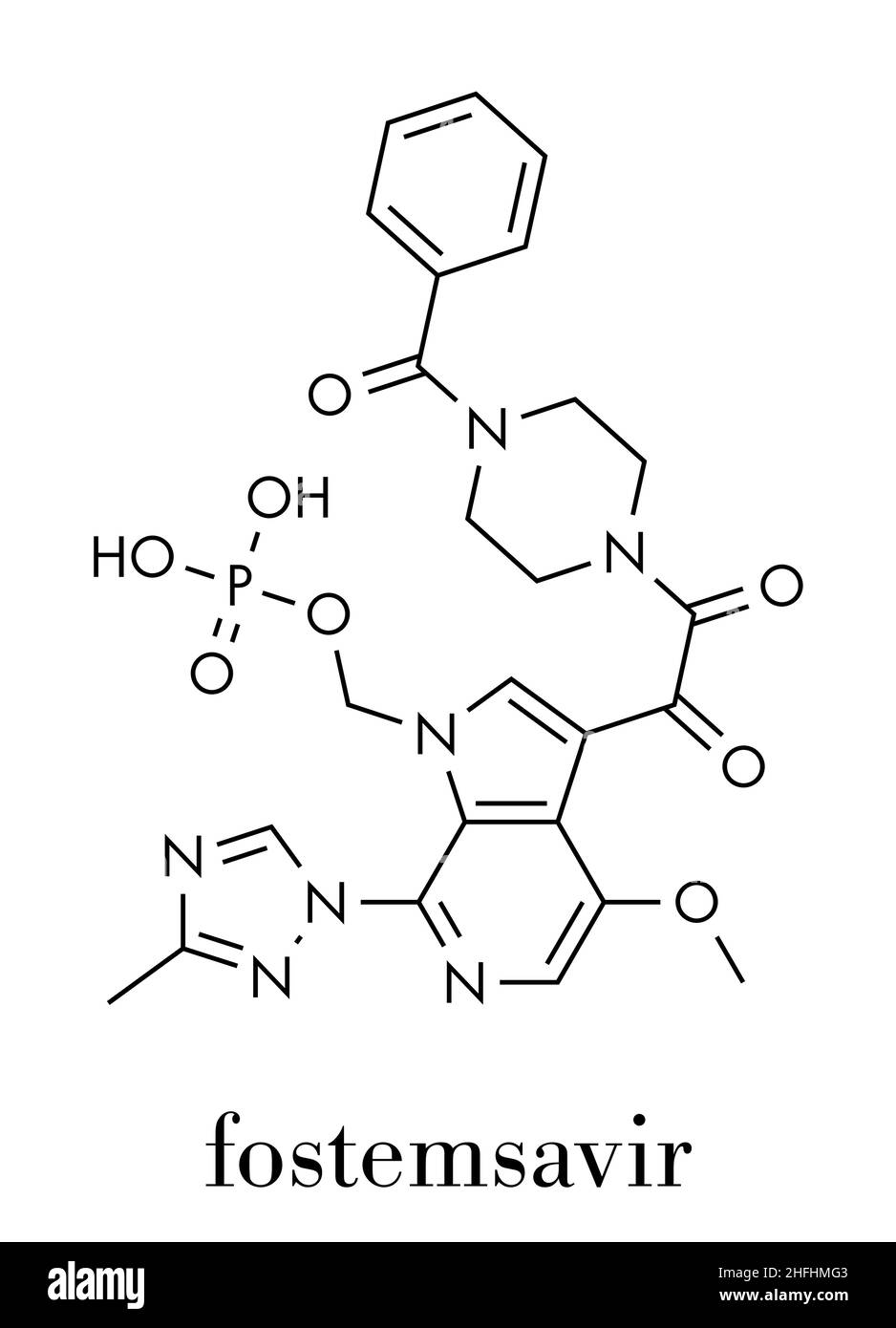 Fostemsavir HIV virus drug molecule. Skeletal formula Stock Vector ...