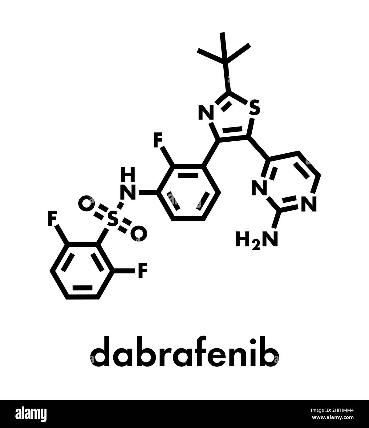 Dabrafenib melanoma cancer drug molecule. Skeletal formula Stock Vector ...