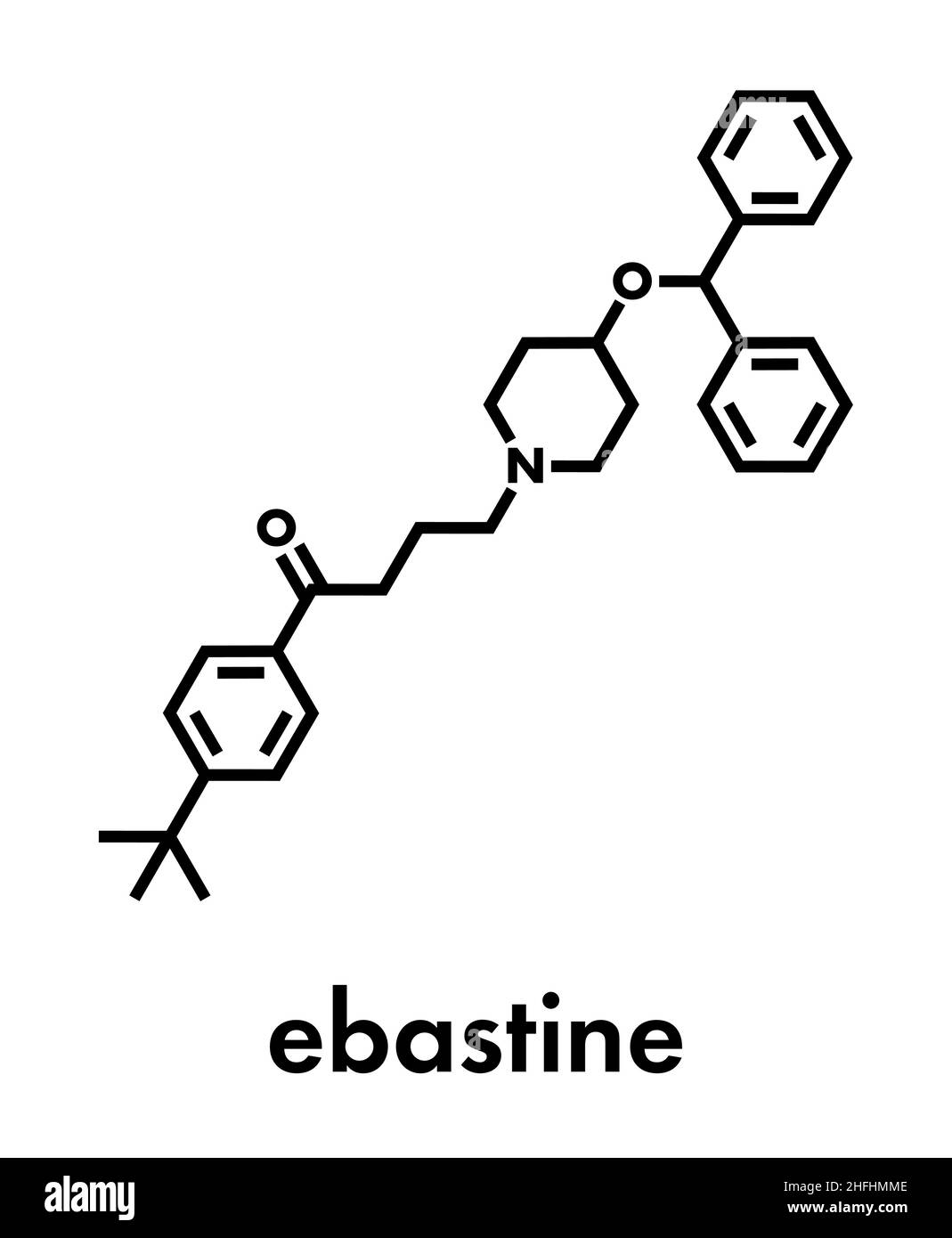 Ebastine antihistamine drug molecule. Skeletal formula Stock Vector ...