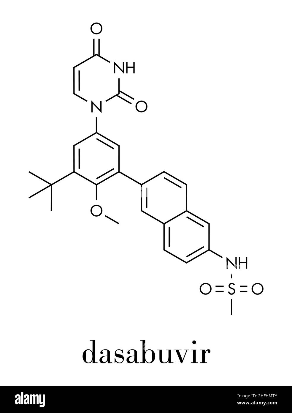 Dasabuvir hepatitis C virus drug molecule. Skeletal formula Stock ...