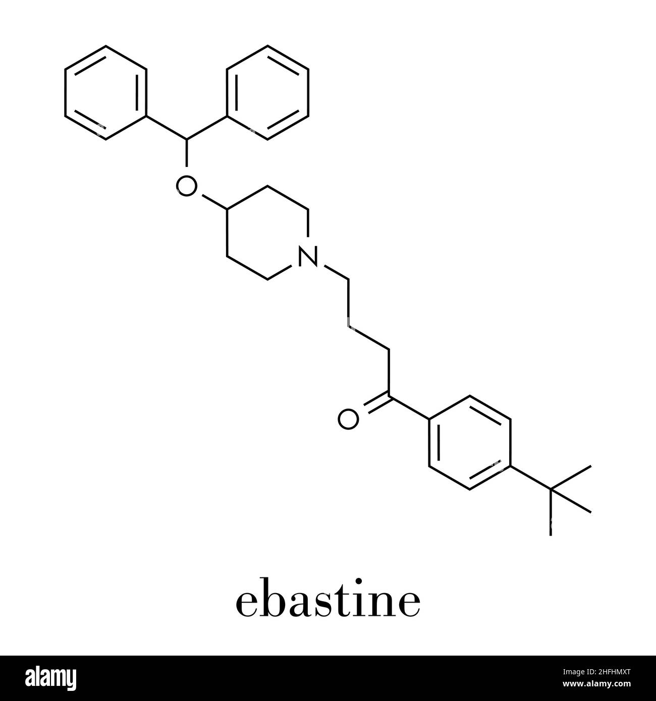 Ebastine antihistamine drug molecule. Skeletal formula Stock Vector ...
