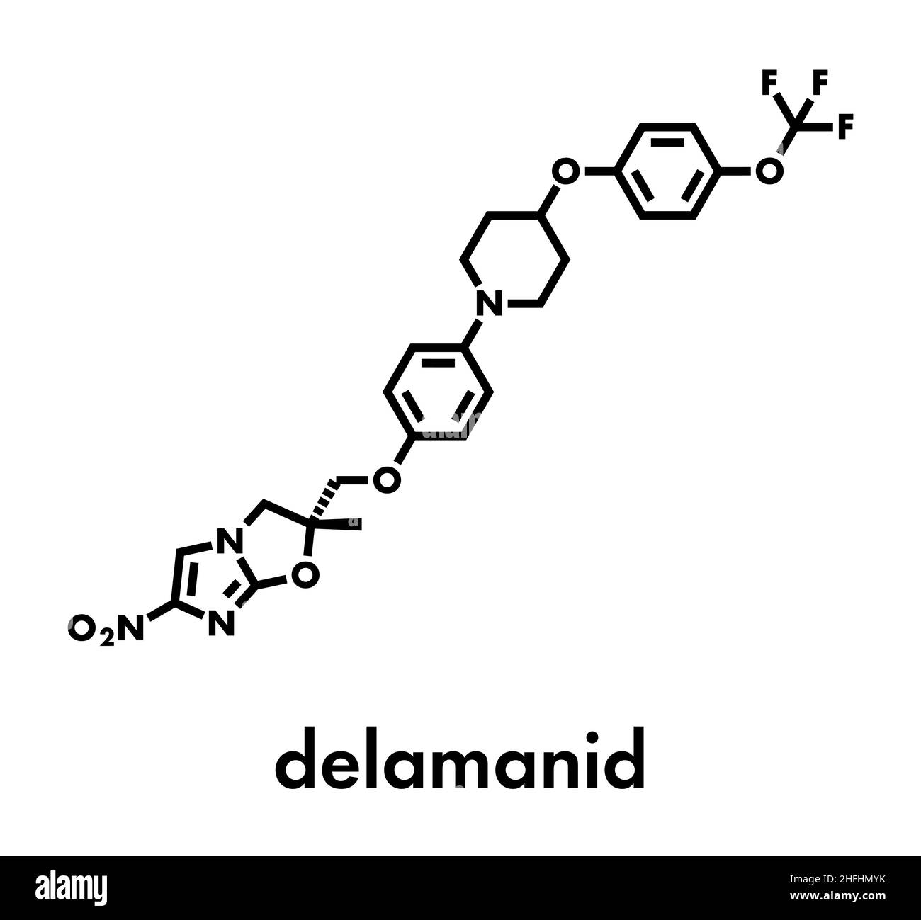 Delamanid tuberculosis drug molecule. Skeletal formula Stock Vector ...