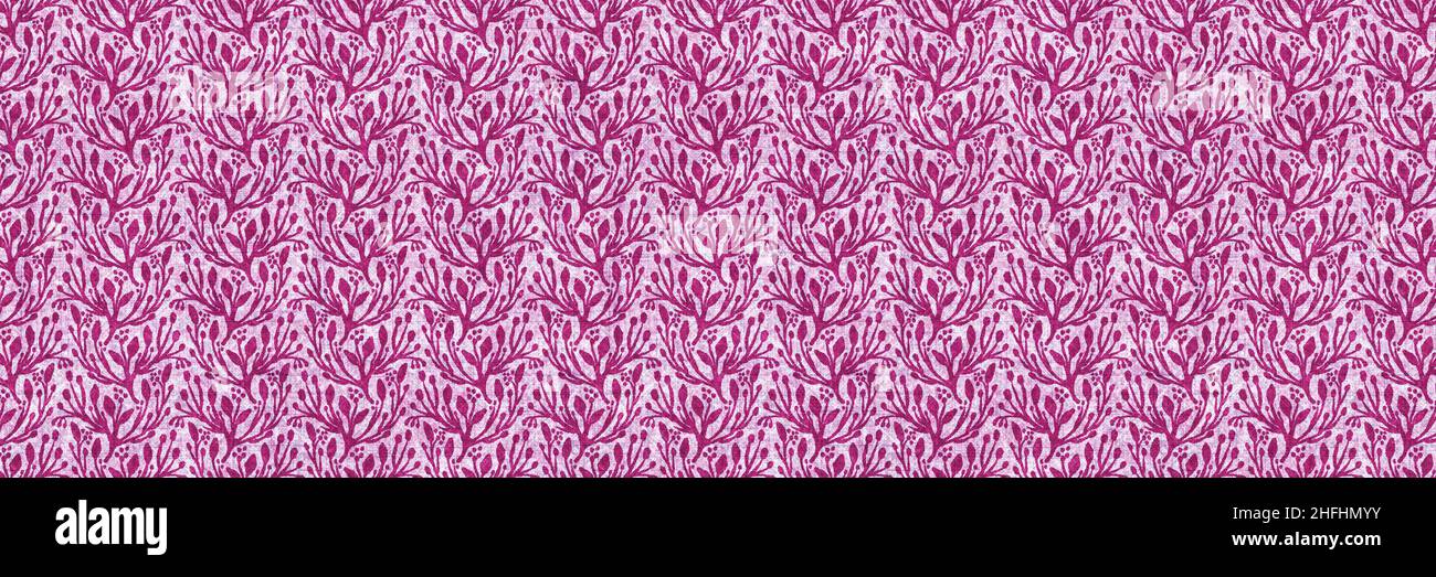 Fuchsia pink botanical seamless border edge. Modern bright tonal ...