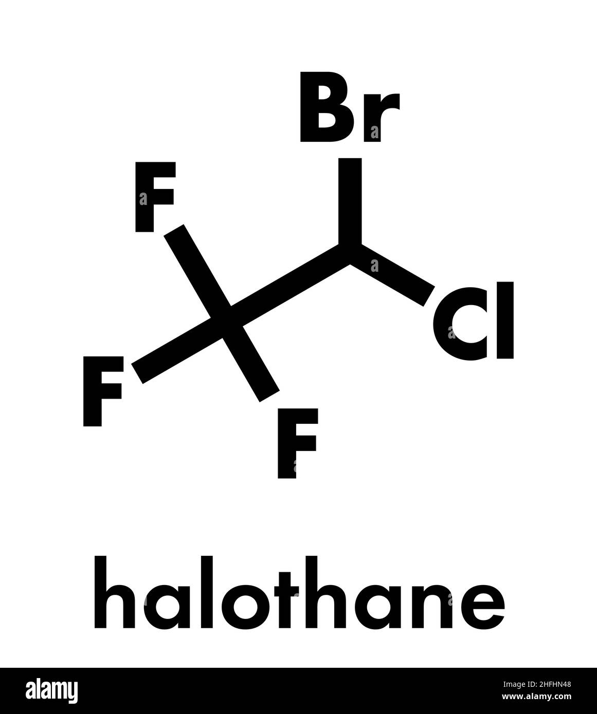 Halothane general anesthetic drug molecule. Skeletal formula Stock ...