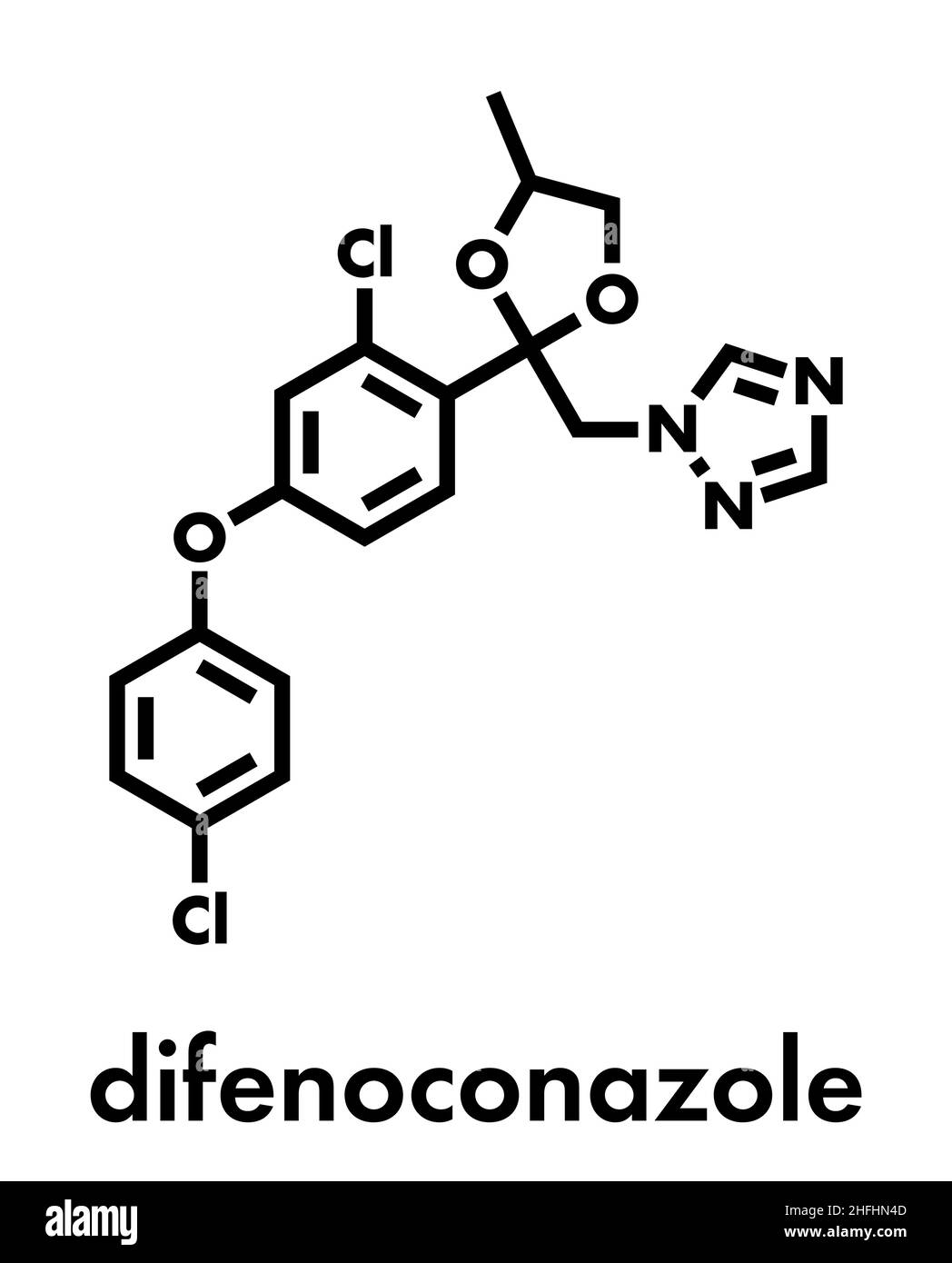 Difenoconazole fungicide molecule. Skeletal formula Stock Vector Image ...