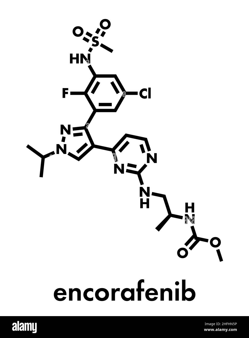 Encorafenib melanoma drug molecule. Skeletal formula Stock Vector Image ...