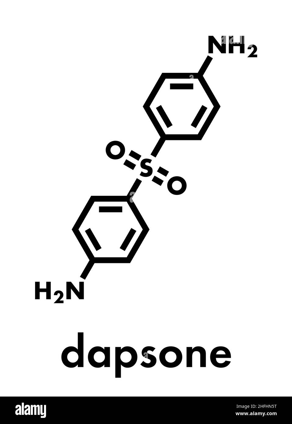 Dapsone antibacterial drug molecule. Skeletal formula Stock Vector ...