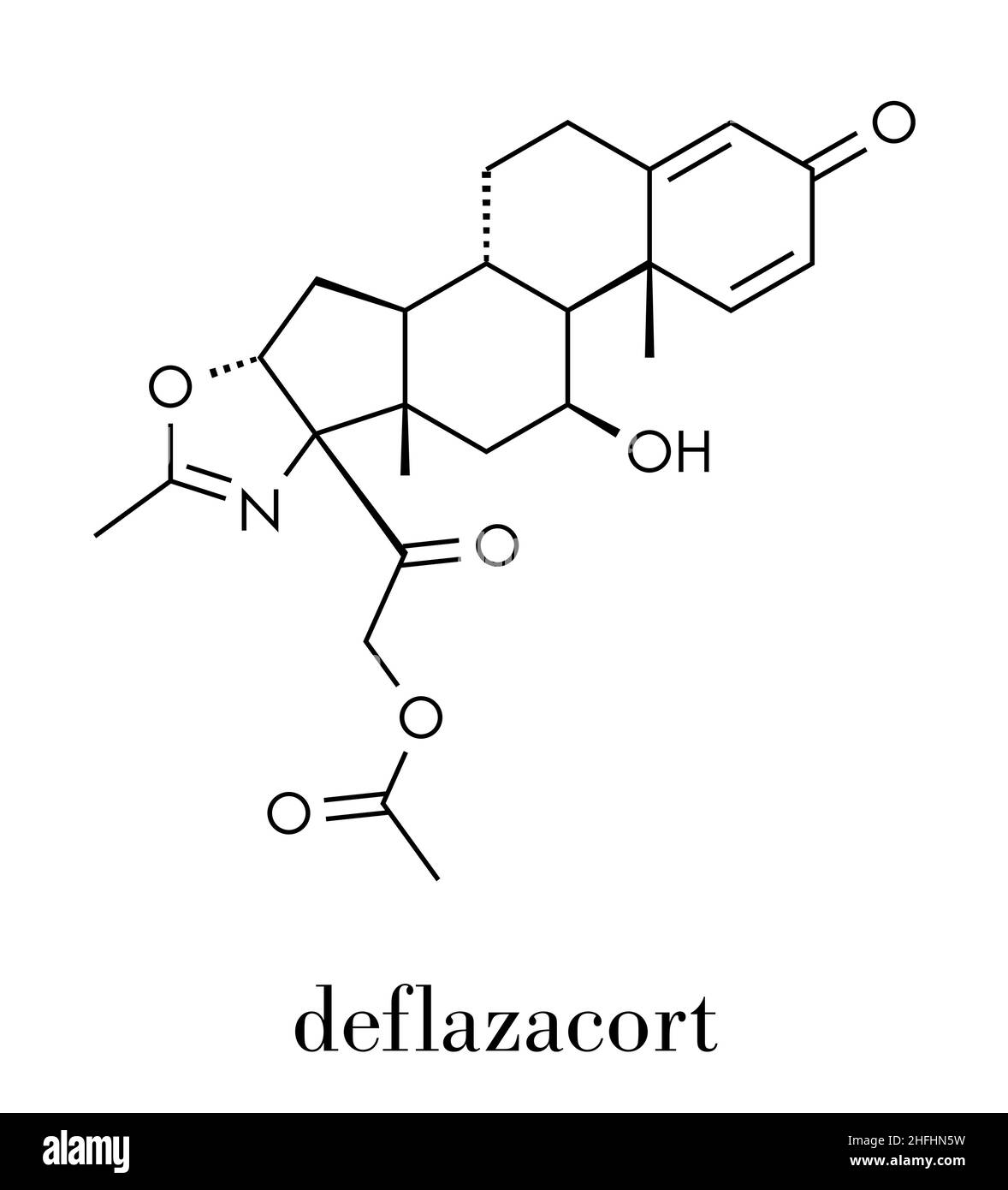 Deflazacort glucocorticoid drug molecule. Skeletal formula Stock Vector ...
