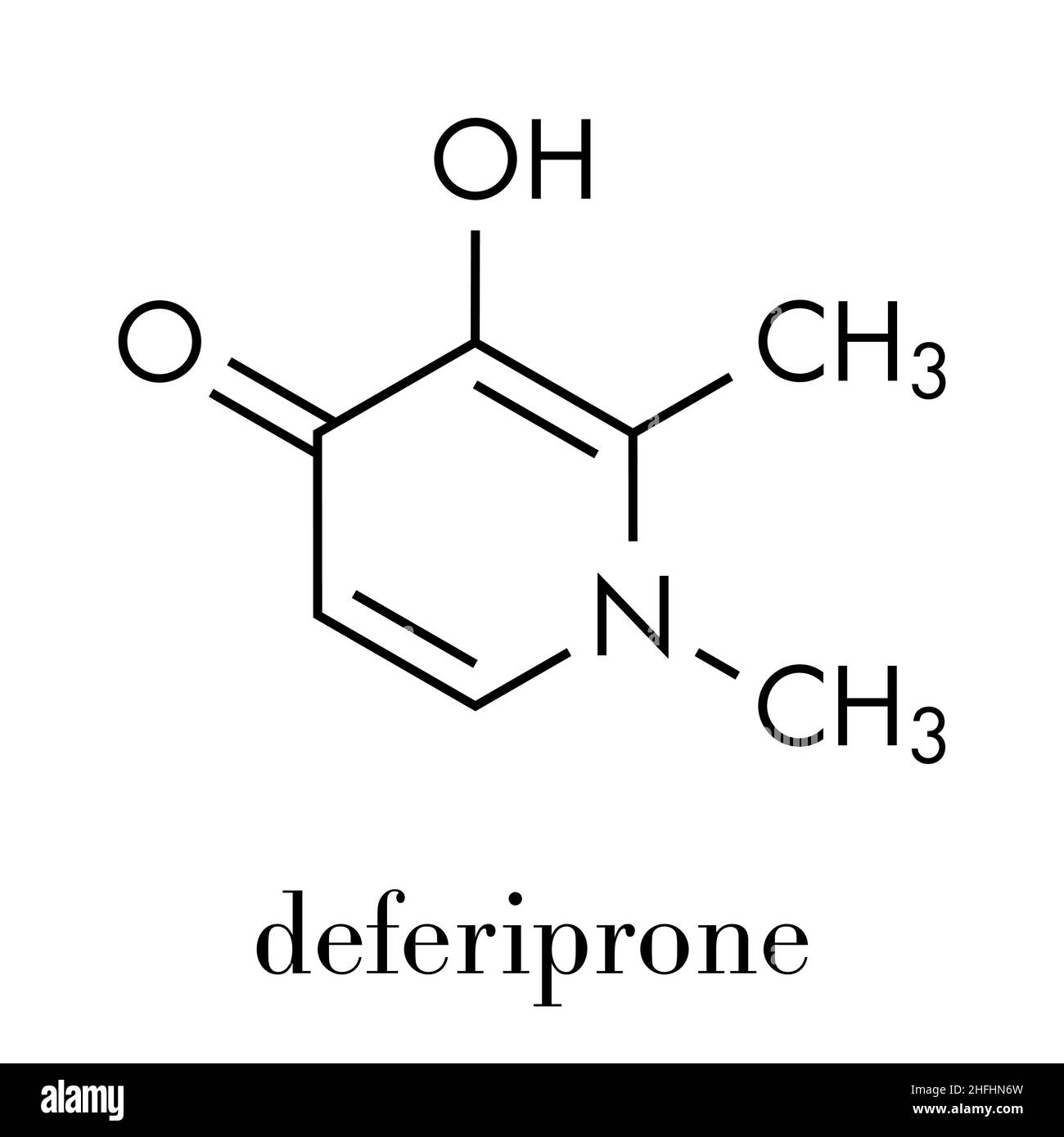 Deferiprone thalassaemia major drug molecule. Iron chelating agent ...