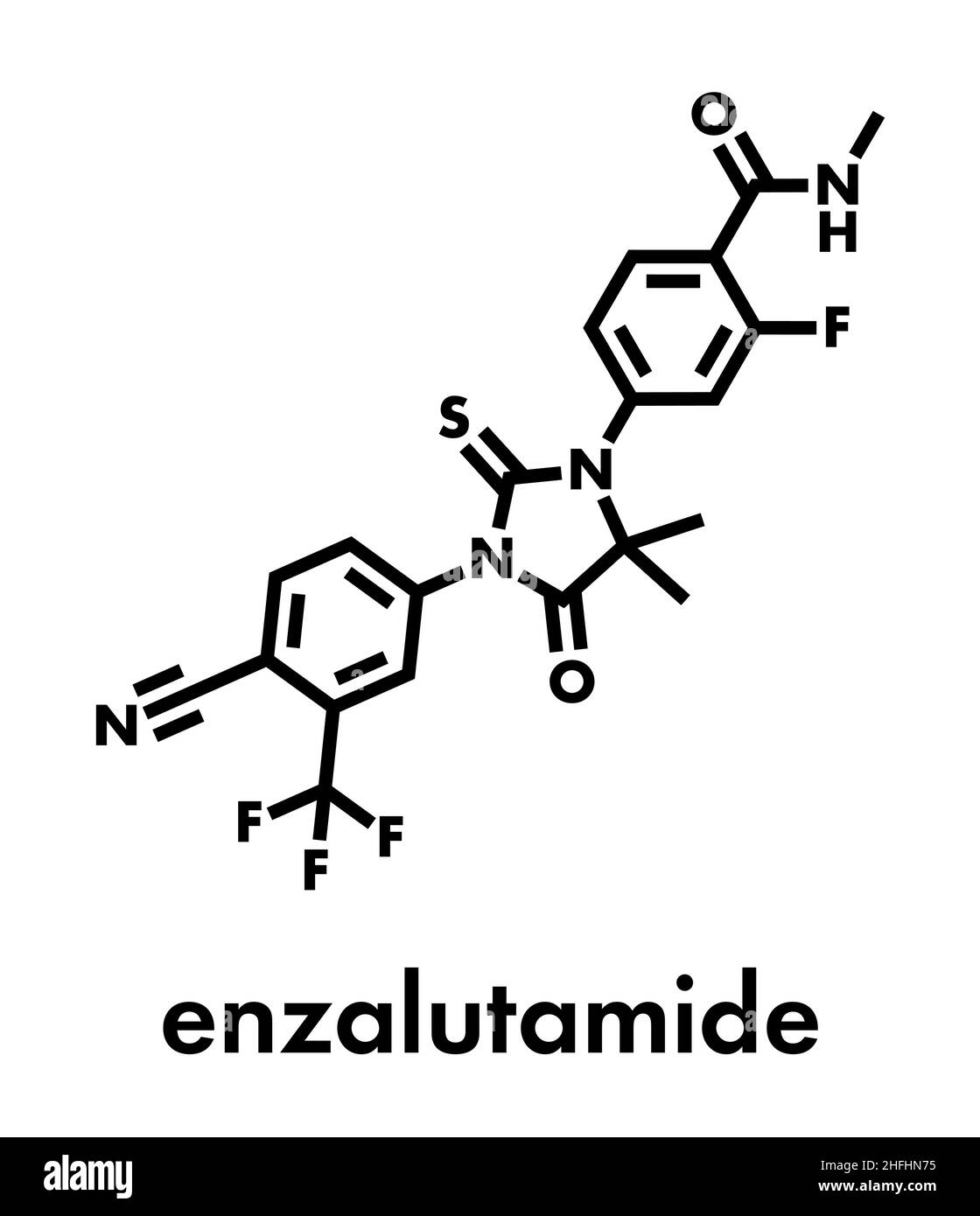Enzalutamide prostate cancer drug molecule. Skeletal formula Stock ...