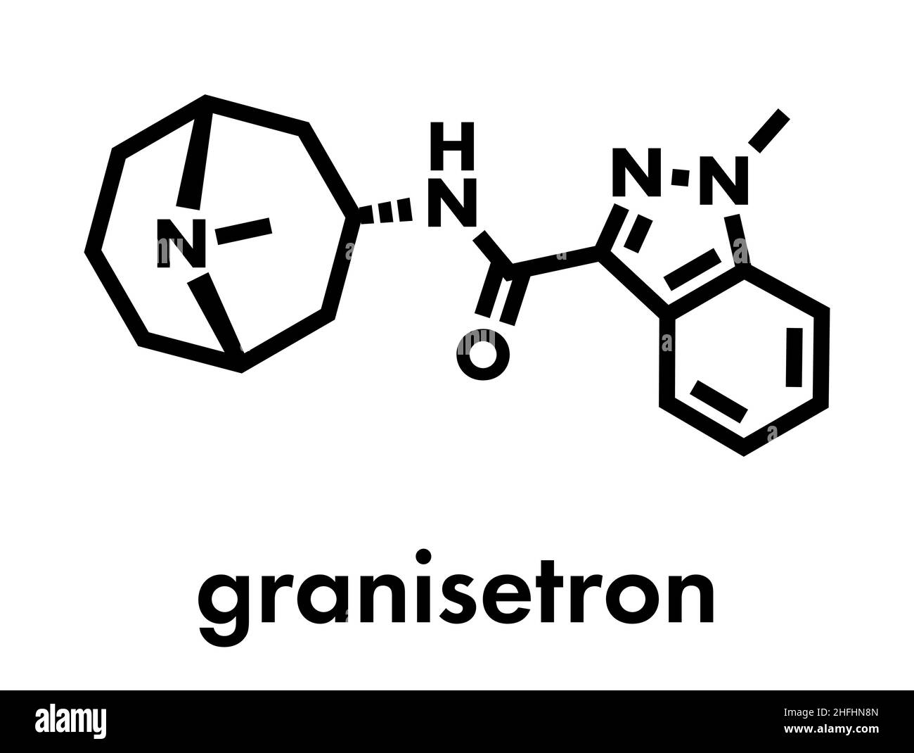 Granisetron nausea and vomiting drug molecule. Skeletal formula Stock ...