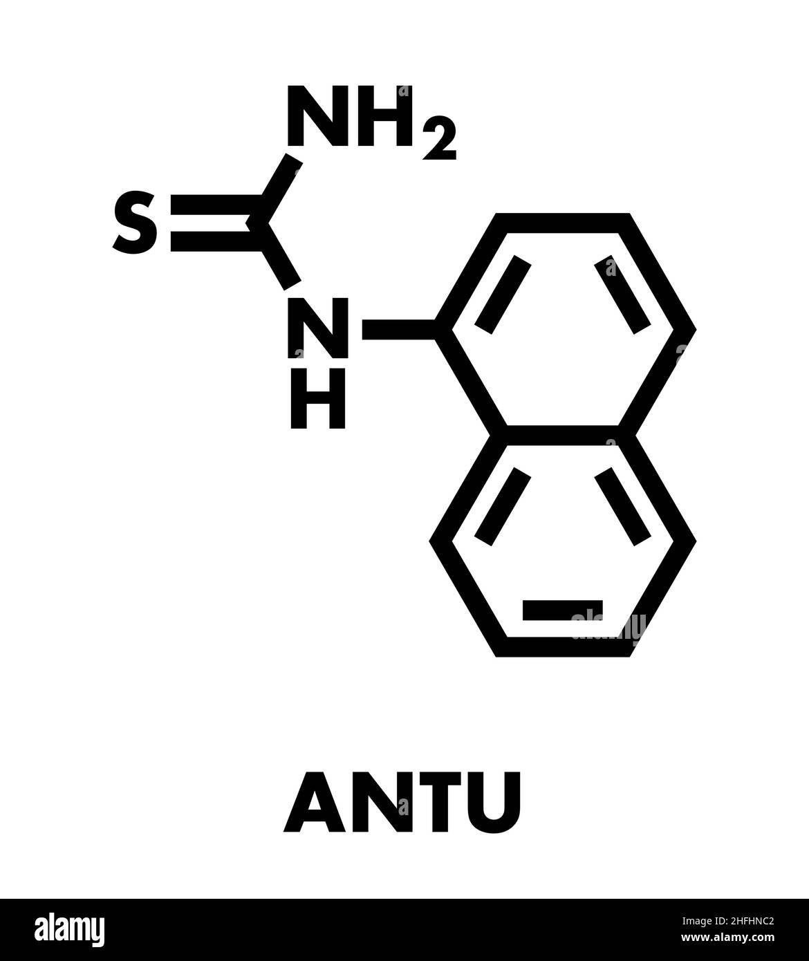 Alpha-naphthylthiourea (ANTU) rodenticide molecule. Skeletal formula ...