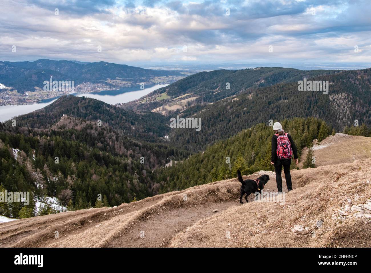 Hiking during early spring in the Bavarian alps near Tegernsee, Germany ...
