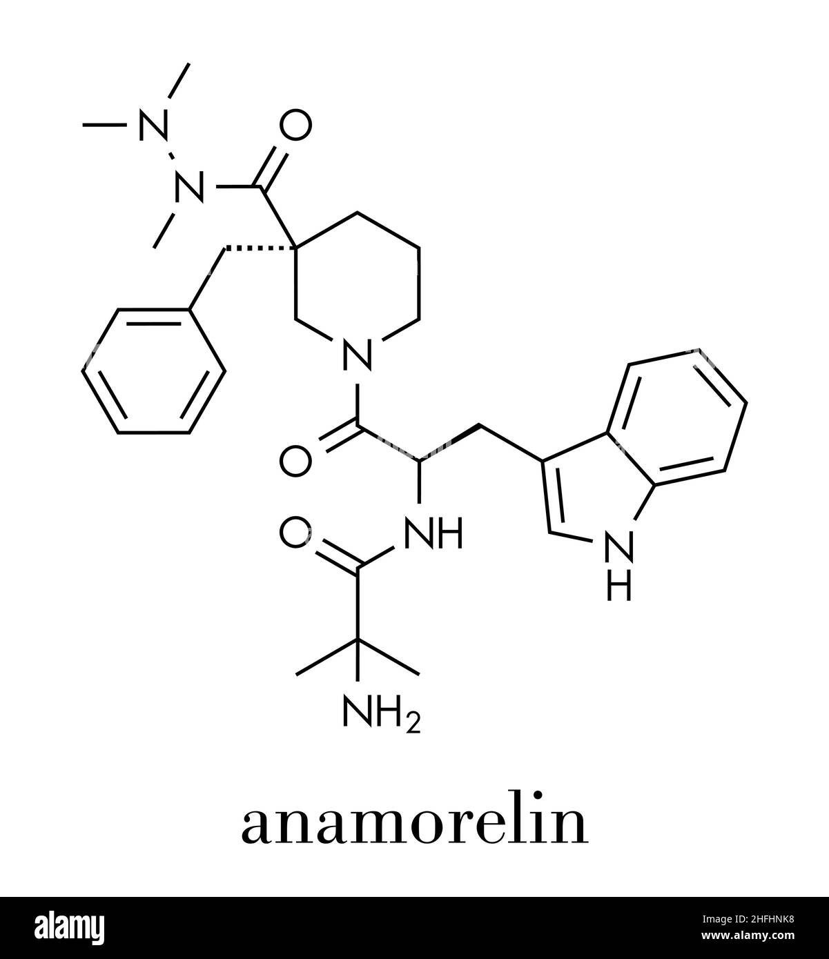 Anamorelin cancer cachexia and anorexia drug molecule. Skeletal formula ...