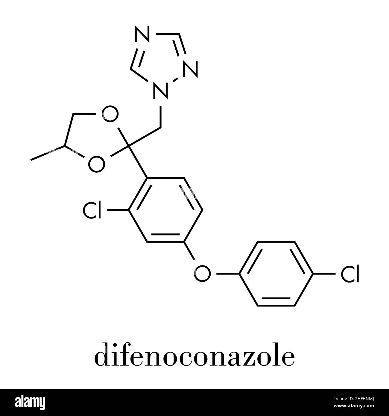 Difenoconazole fungicide molecule. Skeletal formula Stock Vector Image ...