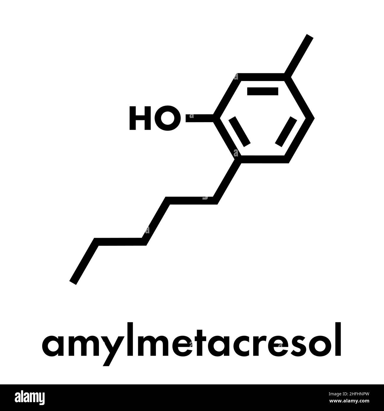 Amylmetacresol antiseptic drug molecule. Used in lozenges to treat sore ...