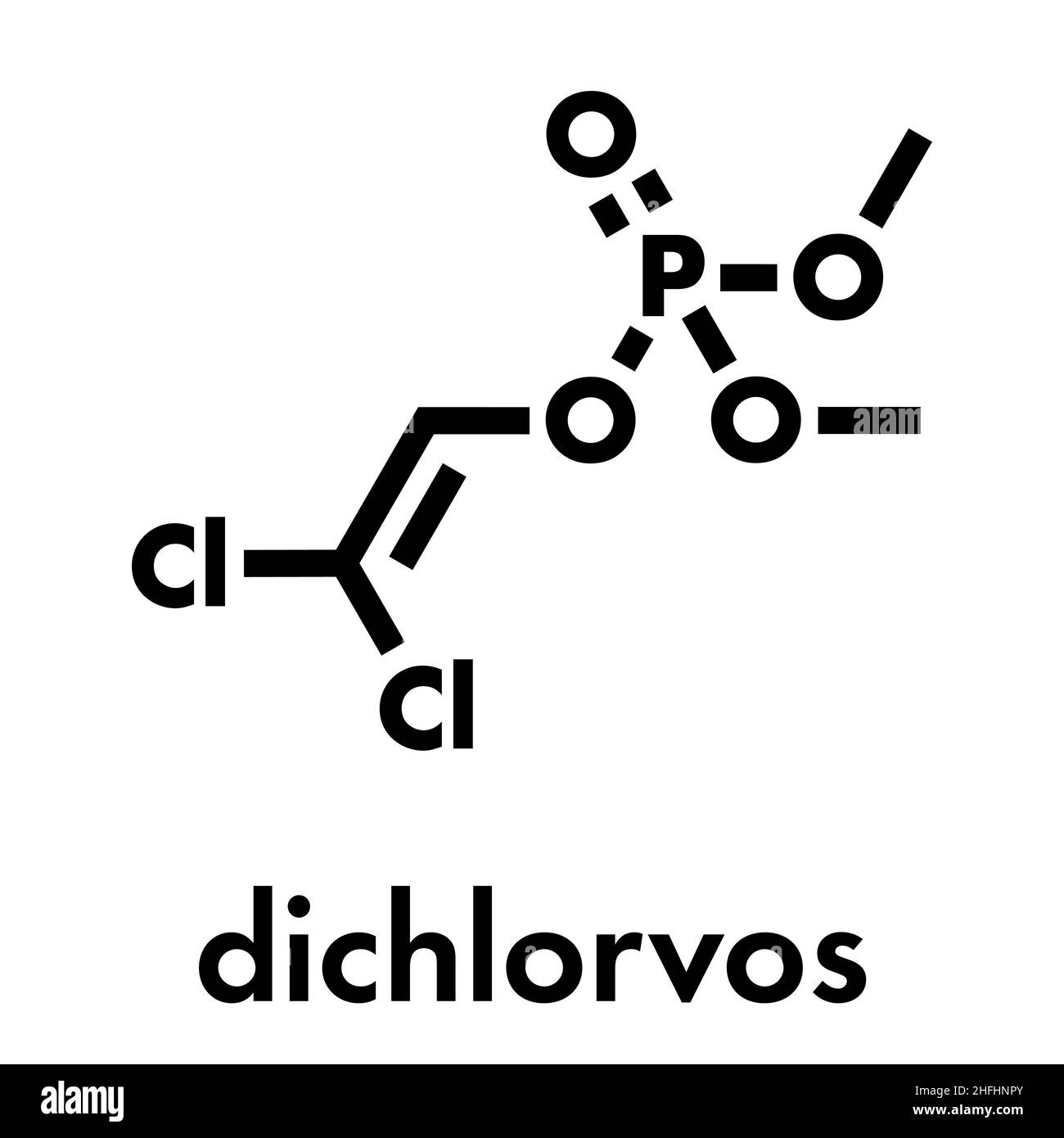 Dichlorvos organophosphate insecticide molecule. Neurotoxin pesticide ...