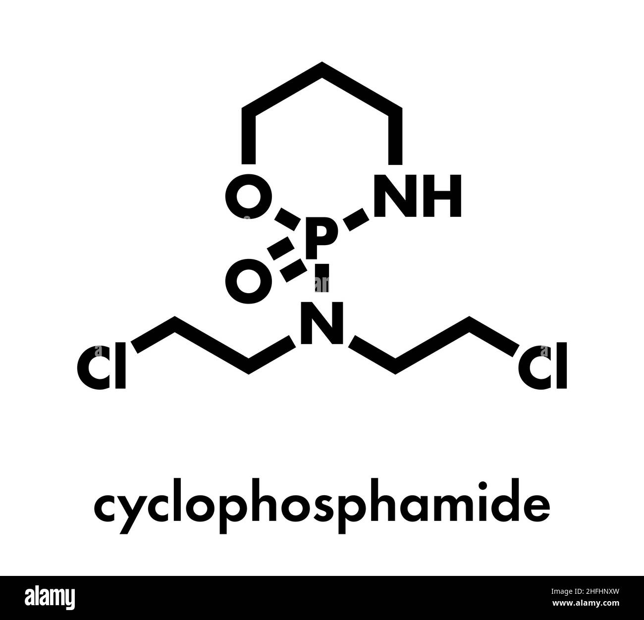 Cyclophosphamide cancer chemotherapy drug molecule. Belongs to nitrogen ...