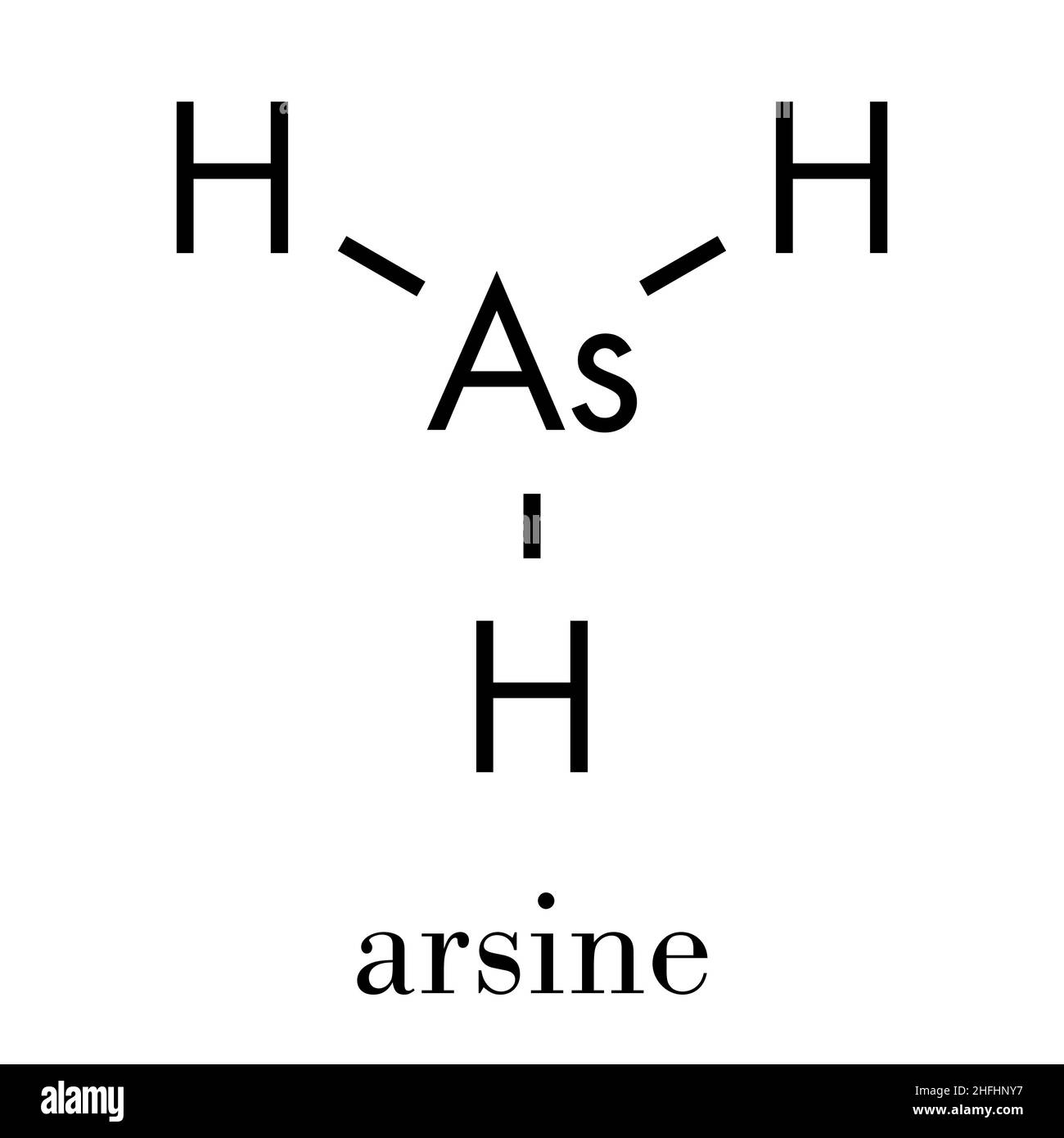 Arsine molecule. Inorganic arsenic compound. Skeletal formula Stock ...
