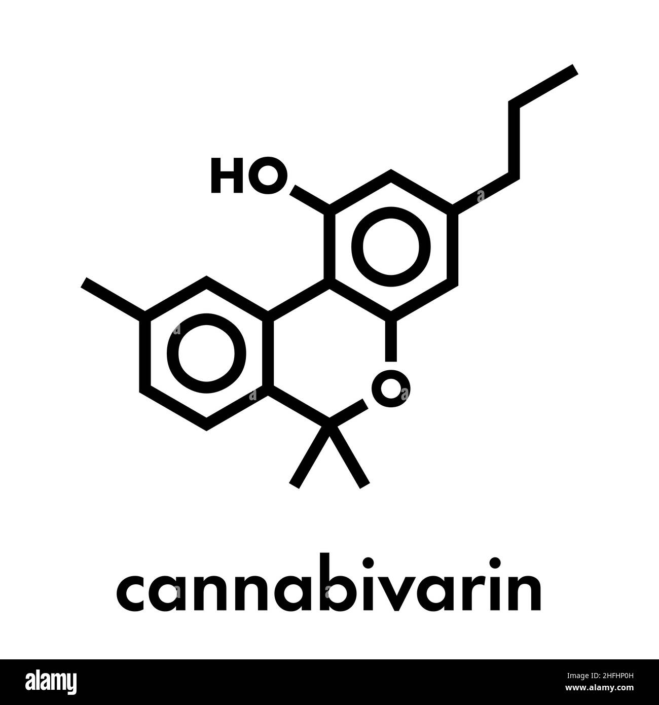 Cannabivarin or cannabivarol cannabinoid molecule. Skeletal formula ...