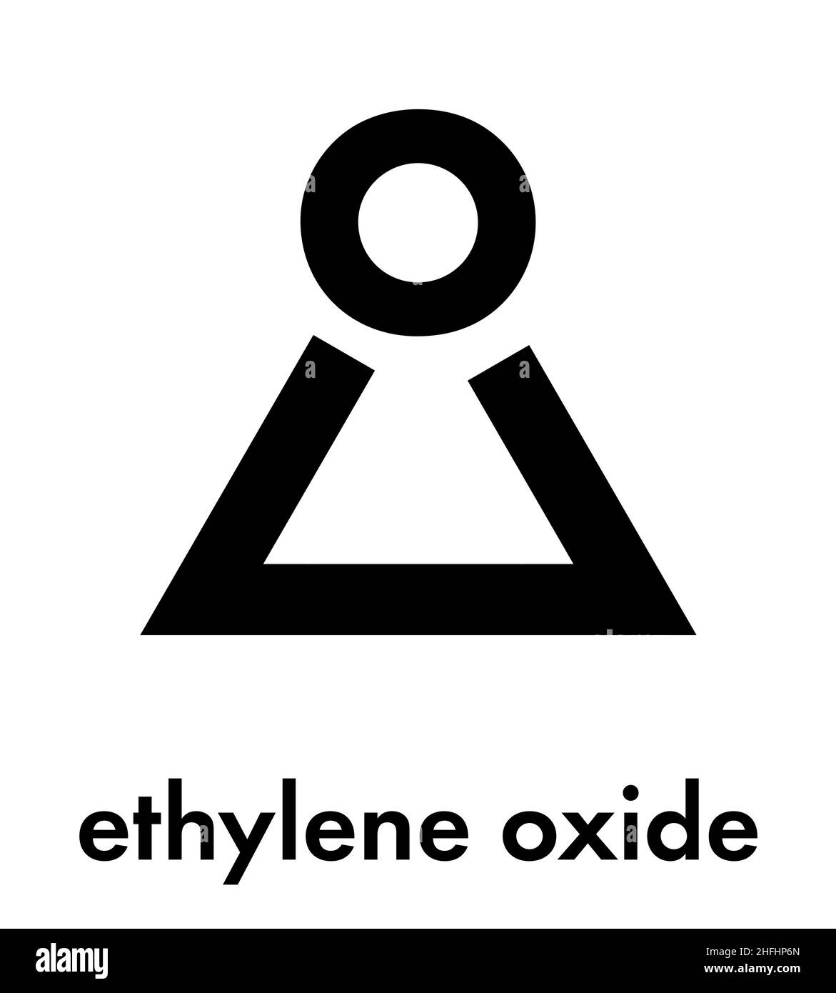 Ethylene oxide (oxirane) molecule. Uses include sterilization of ...