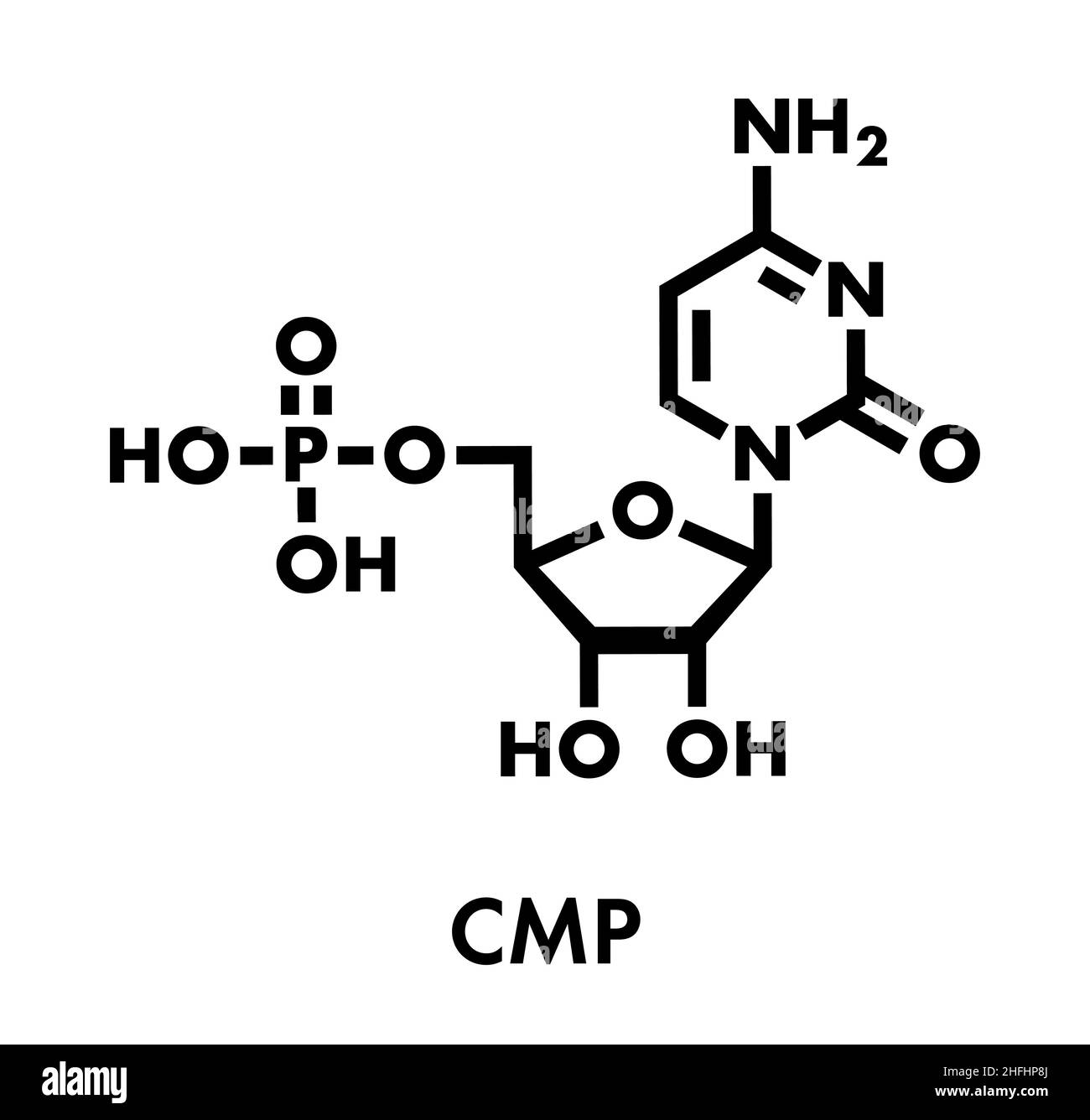 Cytidine monophosphate (CMP, cytidylate) RNA building block molecule ...