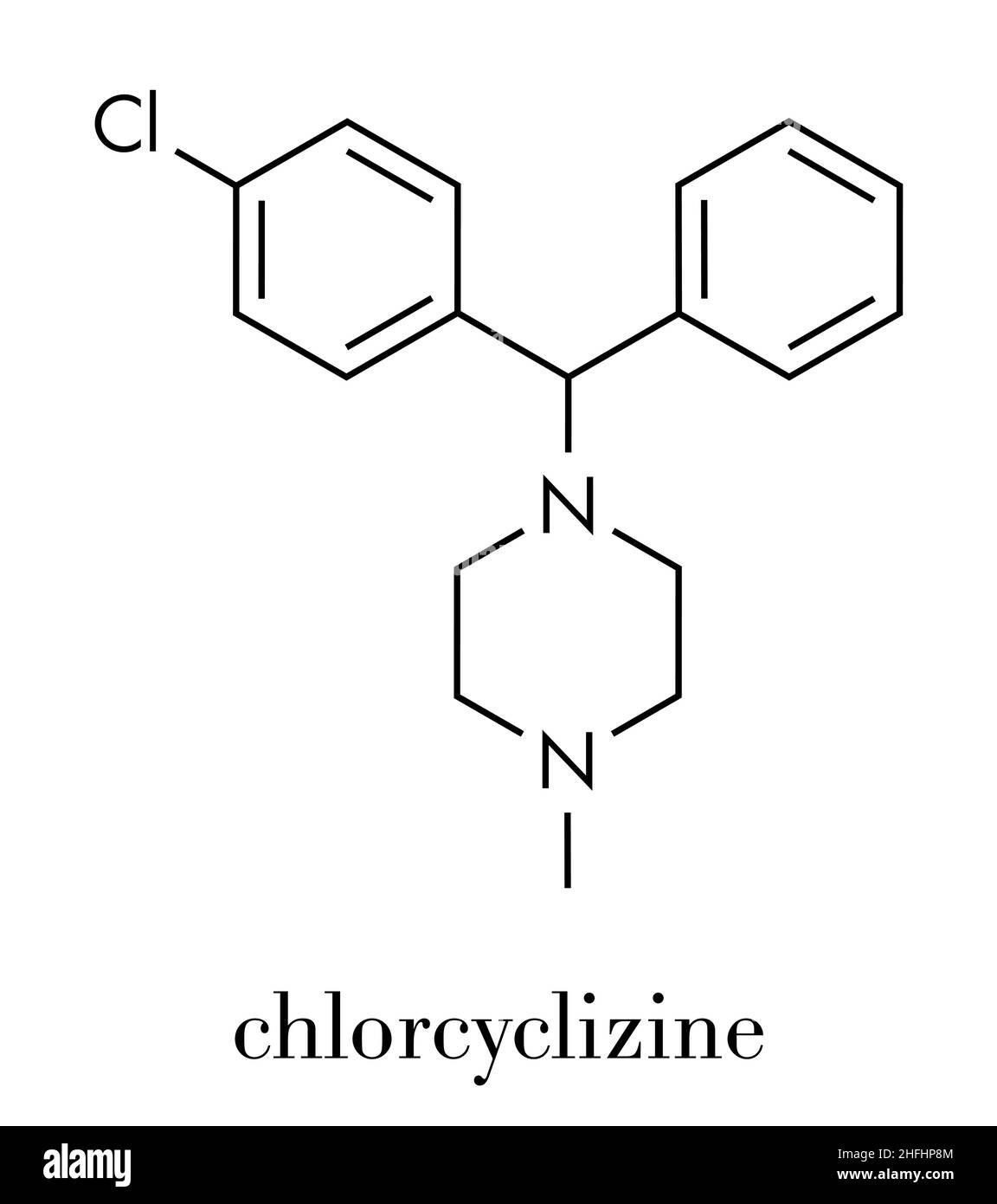 Chlorcyclizine antihistamine drug molecule. Used in treatment of ...