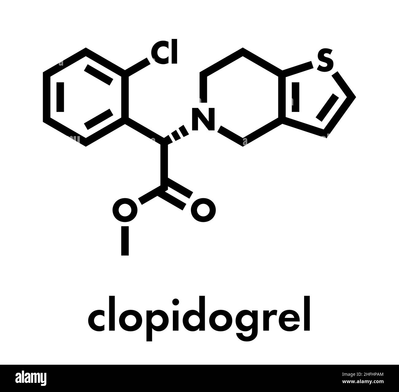 Clopidogrel antiplatelet agent molecule. Inhibits blood clotting ...