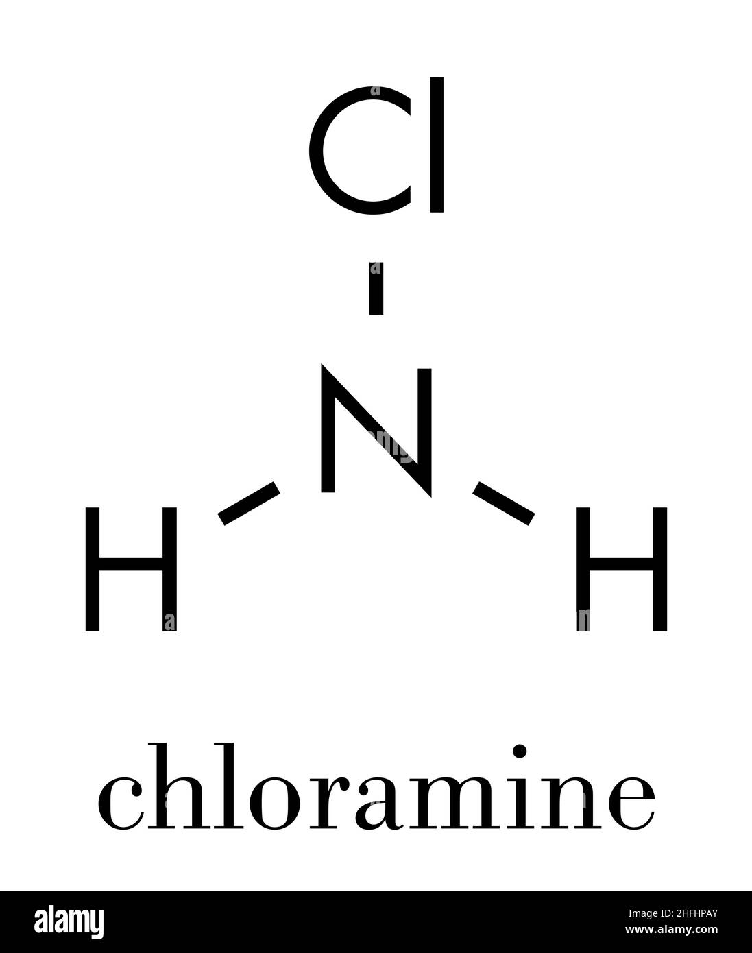 Chloramine (monochloramine) disinfectant molecule. Readily decomposes ...