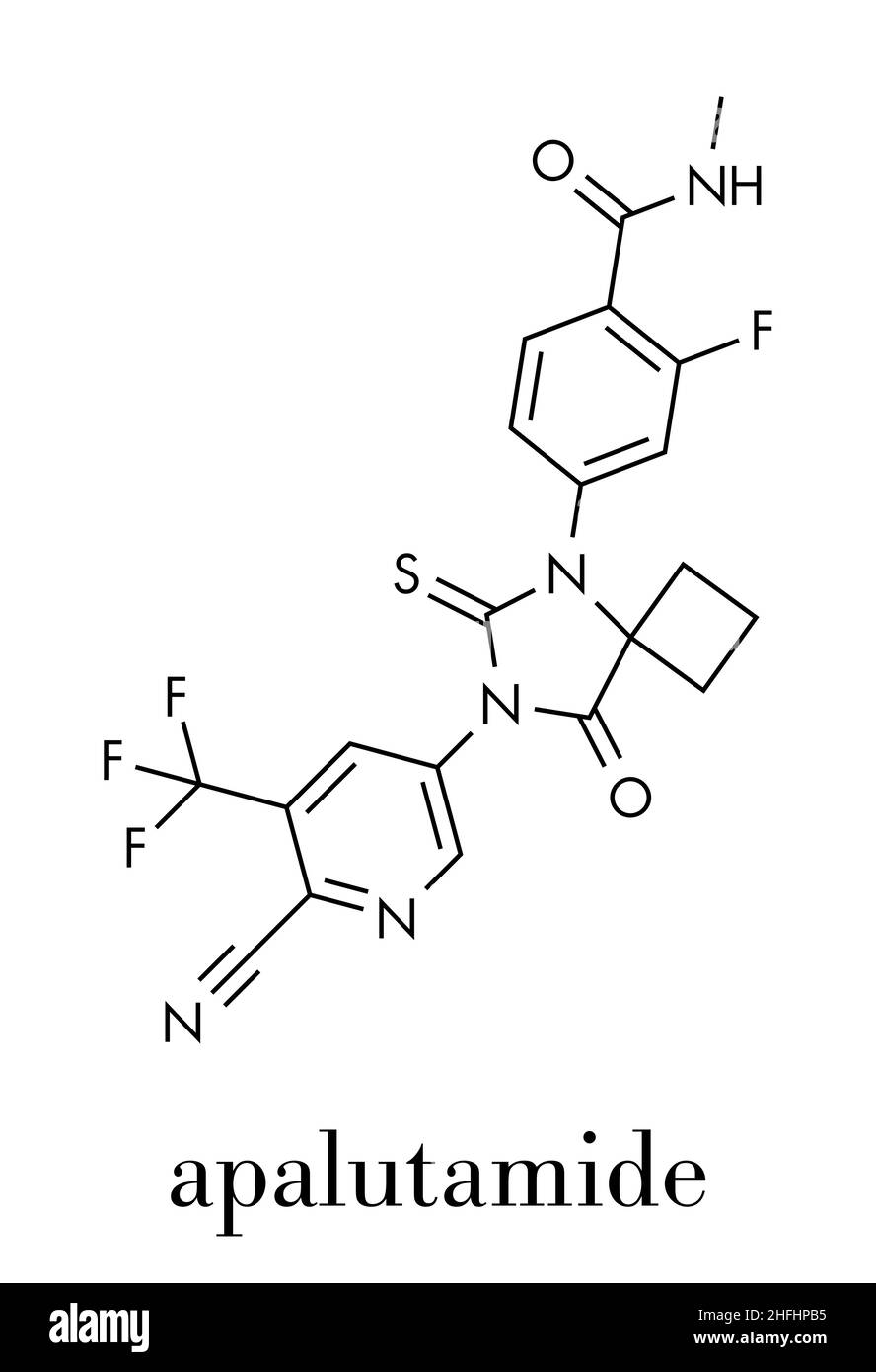Apalutamide prostate cancer drug molecule. Skeletal formula Stock ...