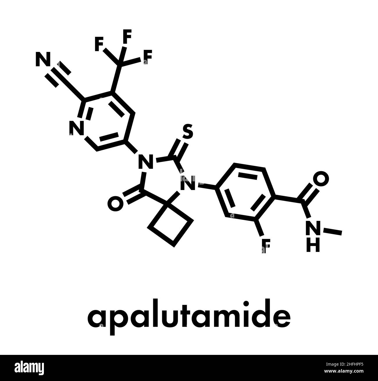 Apalutamide prostate cancer drug molecule. Skeletal formula Stock ...