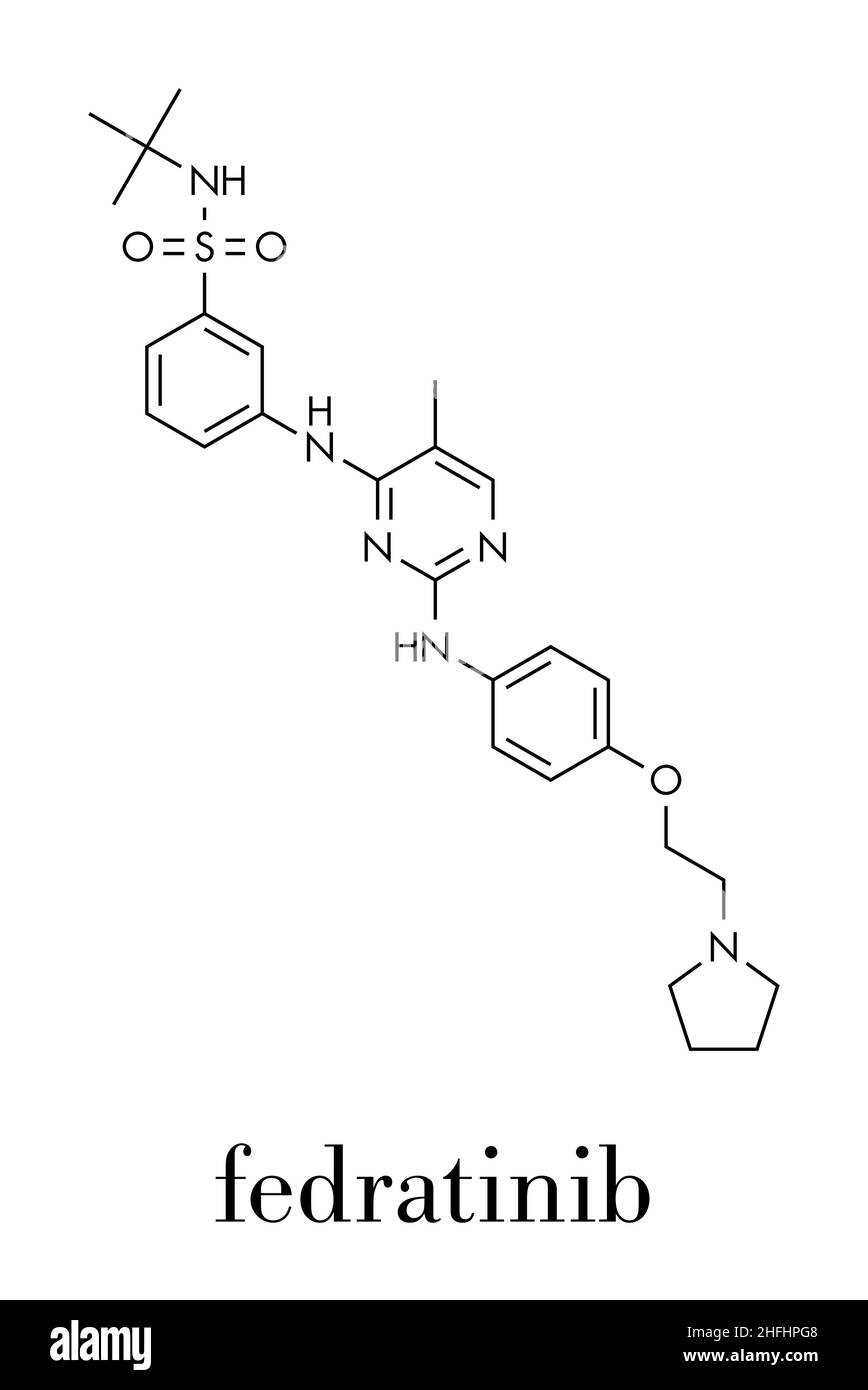 Fedratinib cancer drug molecule. Skeletal formula Stock Vector Image ...