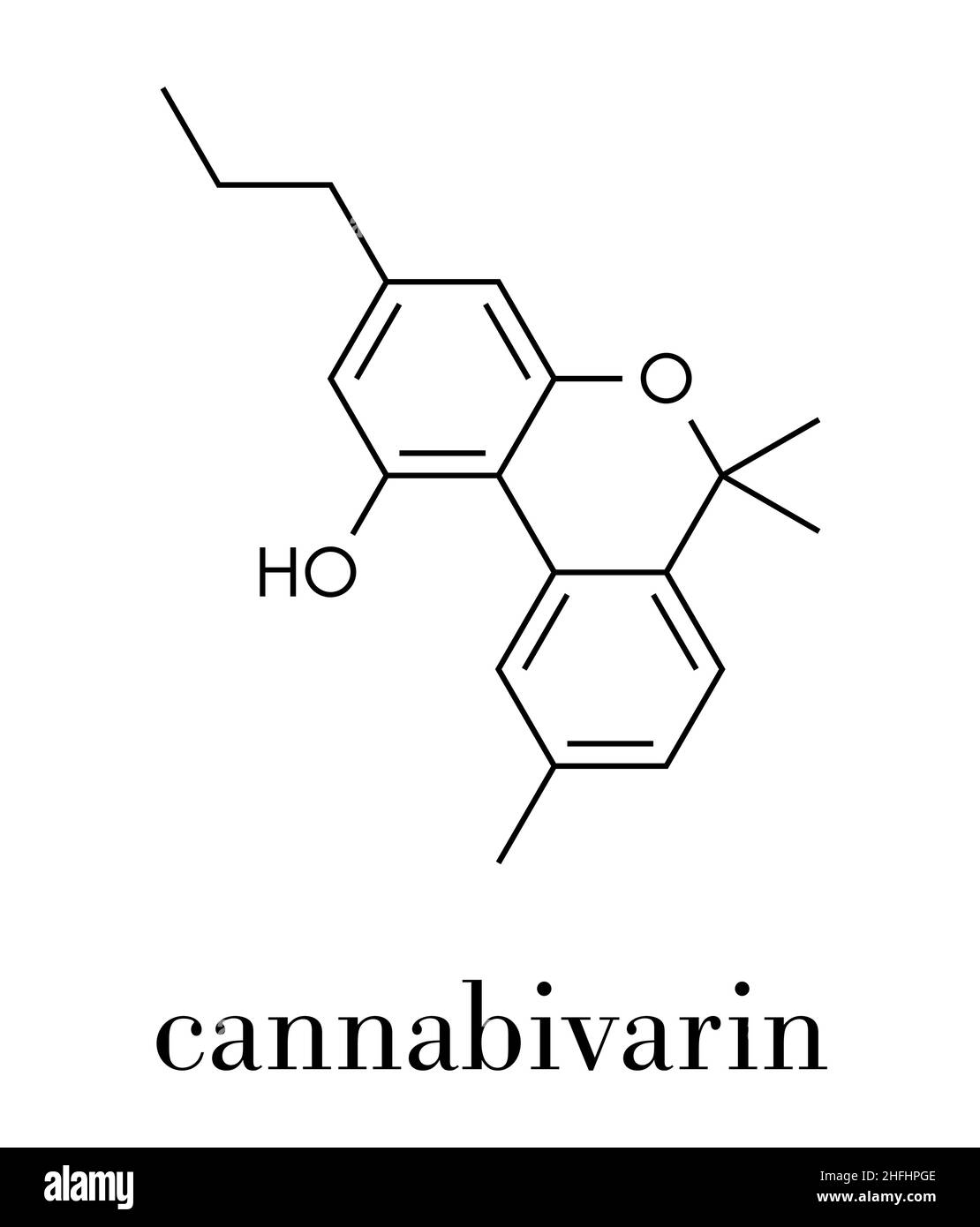 Cannabivarin or cannabivarol cannabinoid molecule. Skeletal formula ...