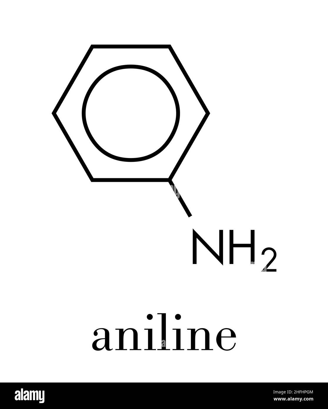 Aniline (phenylamine, aminobenzene) molecule. Skeletal formula Stock ...