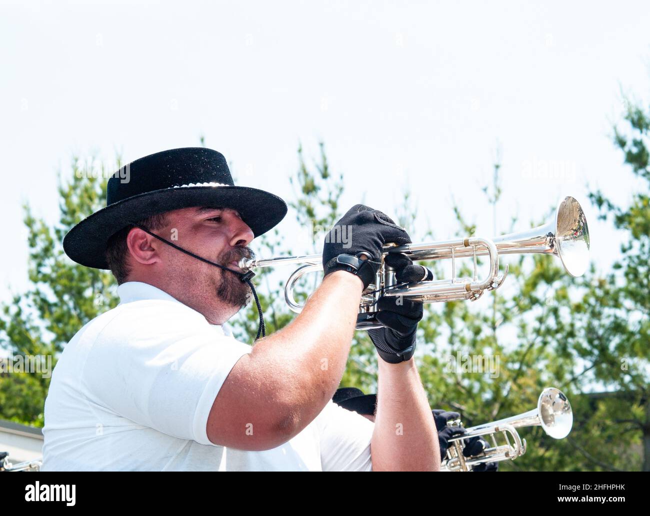 Trumpet player At a parade Stock Photo - Alamy