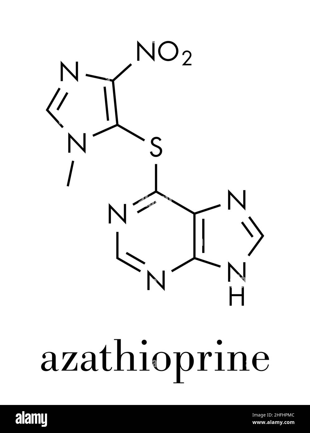 Azathioprine immunosuppressive drug molecule. Used to prevent ...