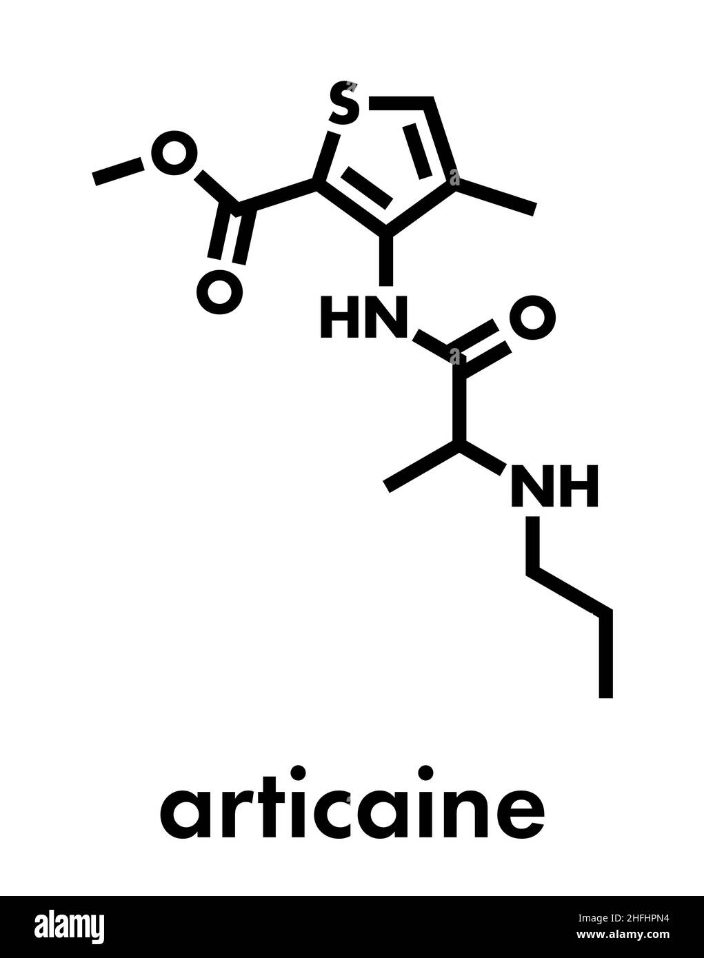 Articaine local anesthetic drug molecule. Skeletal formula Stock Vector ...