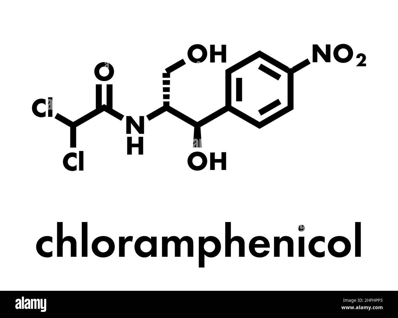 Chloramphenicol antibiotic drug molecule. Skeletal formula Stock Vector ...