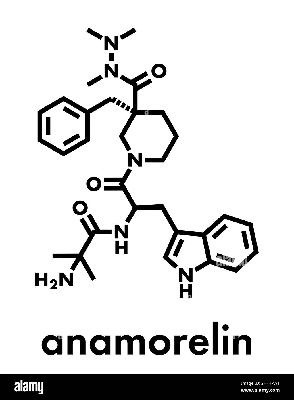 Anamorelin cancer cachexia and anorexia drug molecule. Skeletal formula ...